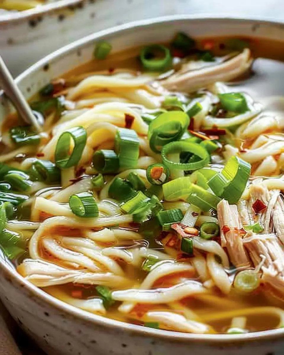 aromatic ginger scallion chicken noodle soup